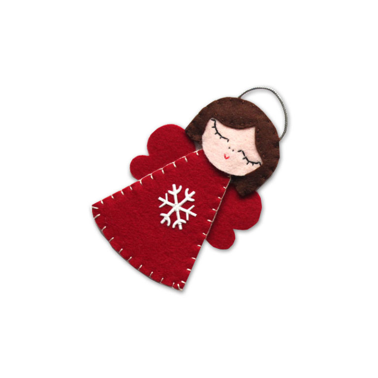 Red Christmas Angel Decoration - Feltberry
